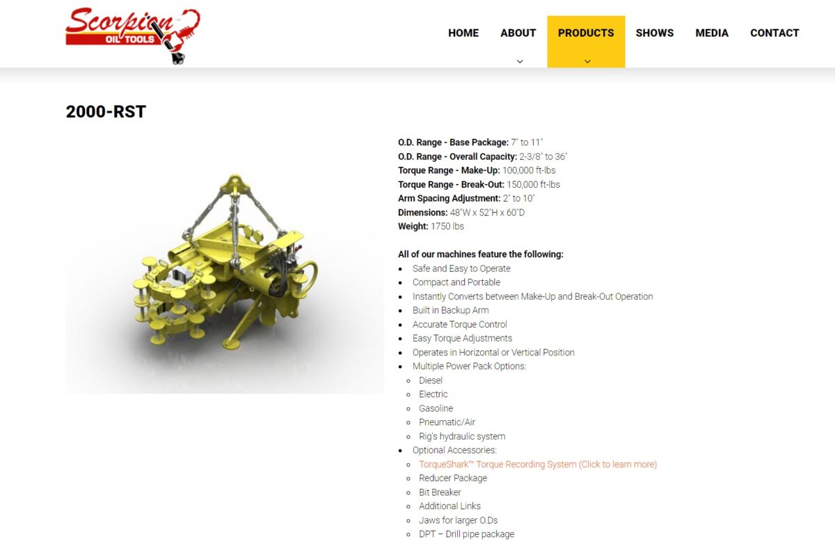 (x2) Scorpion 2000-RST Hydraulic Pipe Spinners - Beeman Equipment Sales
