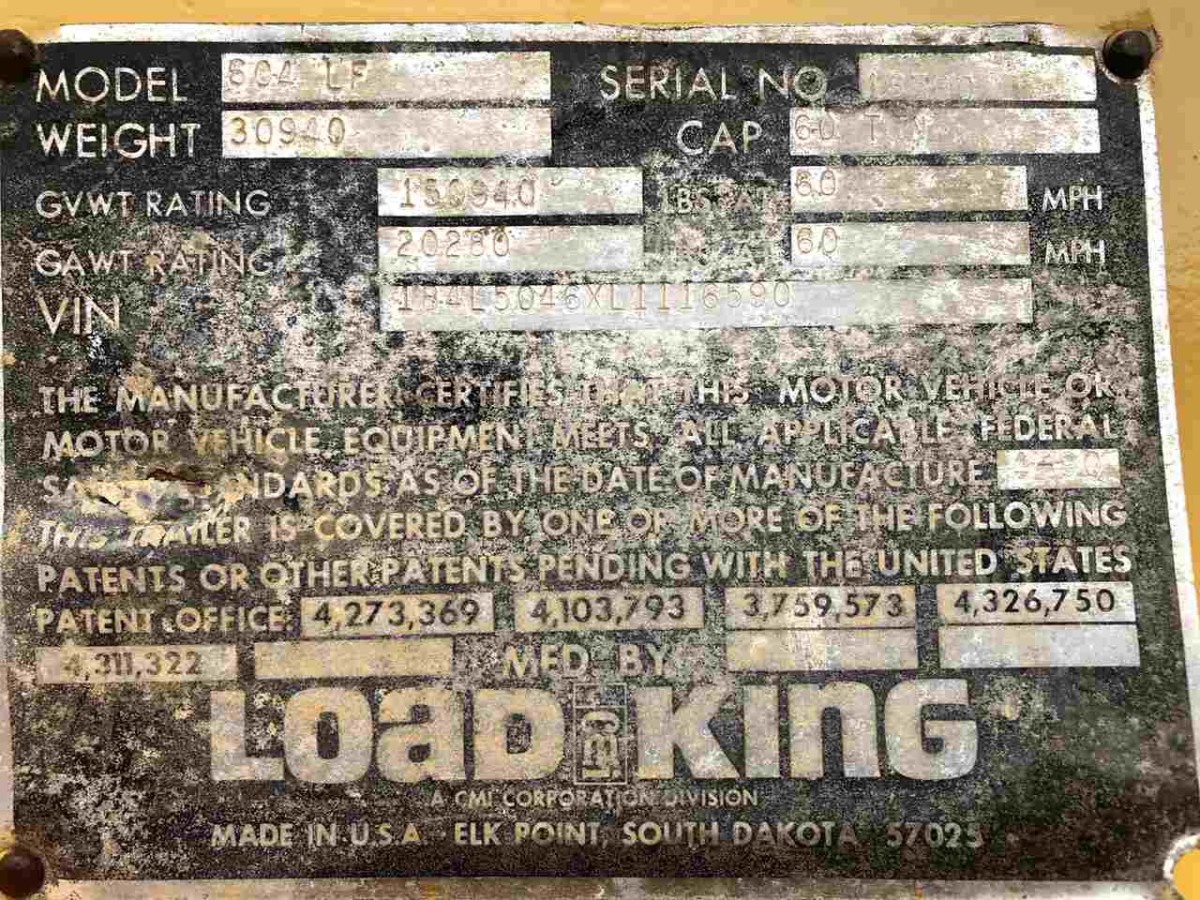 1990 Load King 4 Axle Folding Neck Oilfield Lowboy w/Hydraulic Ramps ...