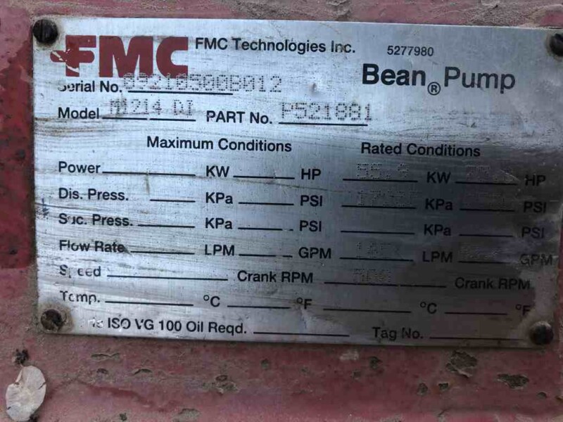 FMC MI214 Triplex Pump - Beeman Equipment Sales