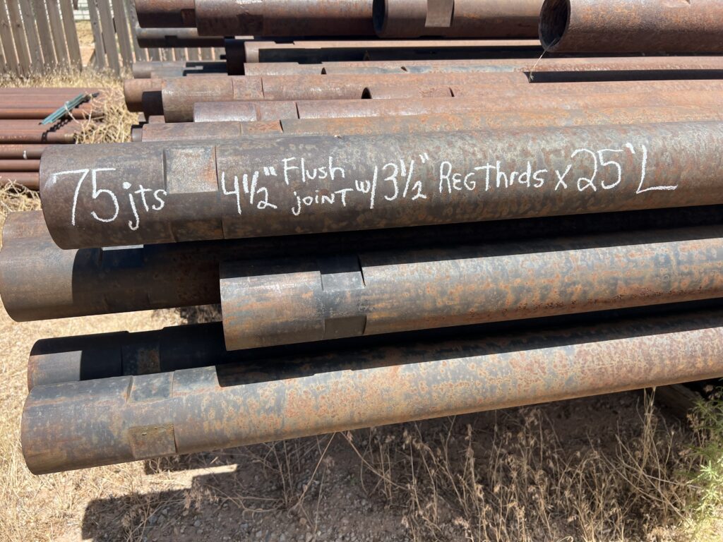 Drill Pipe- 4 1/2" x 25'L Flush Joint with 3 1/2" Reg threads - Beeman ...