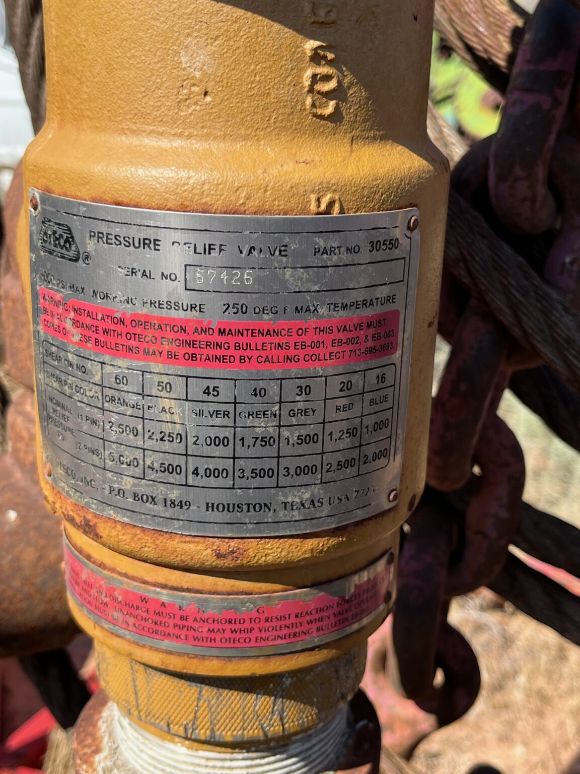 Oteco Preasure Relief Valve - Beeman Equipment Sales