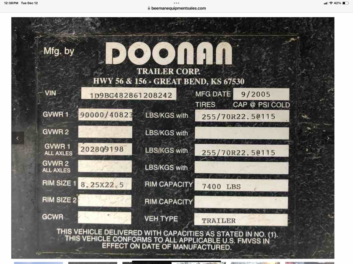 2006 Doonan Stepdeck Trailer - Beeman Equipment Sales